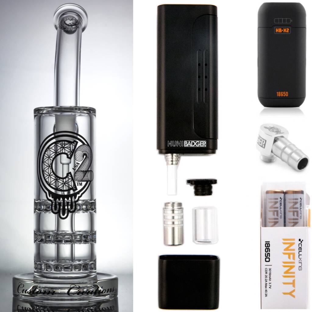 Huni Badger Portable Dab Rig + C2 Glass BRB50TR | DabFarm.com