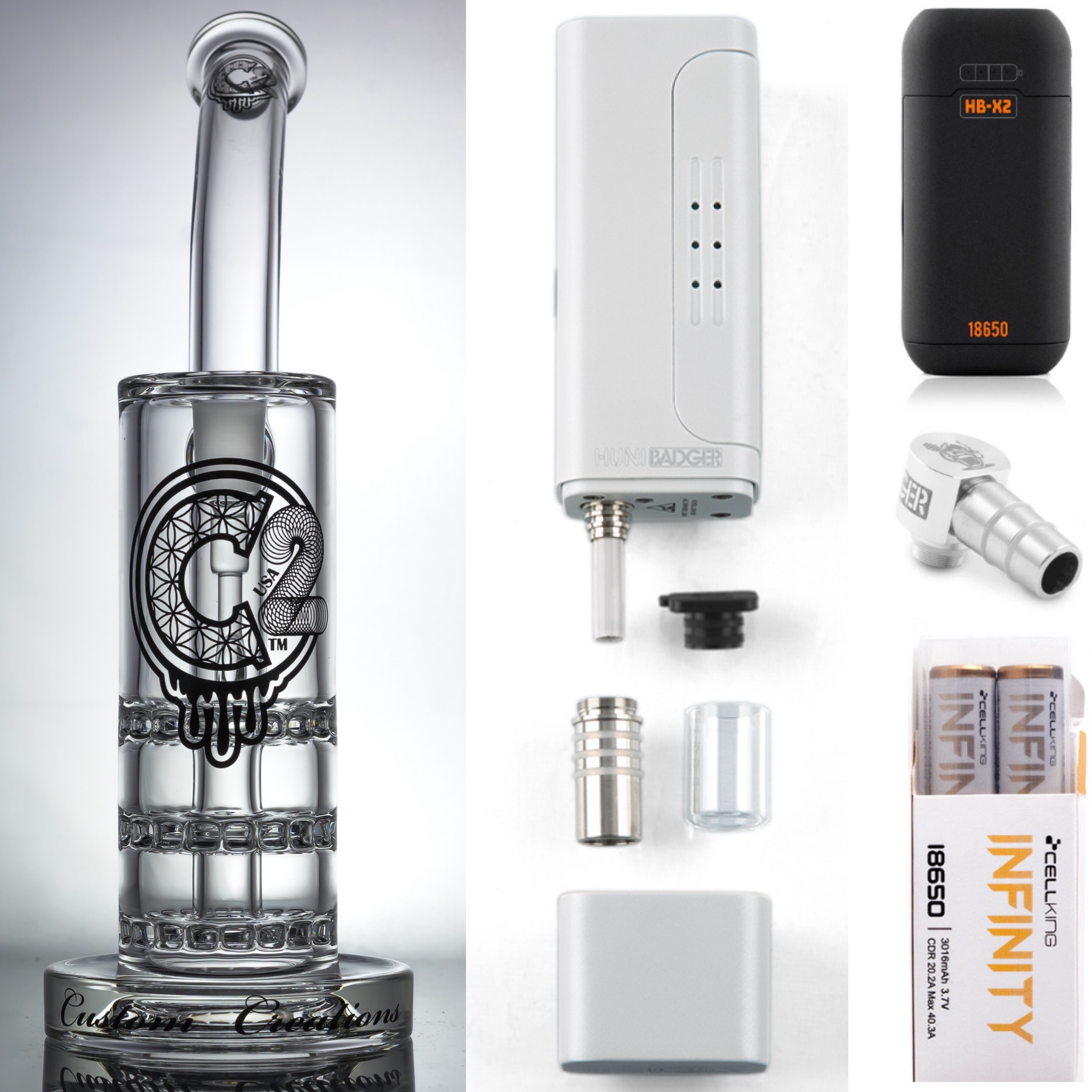 Huni Badger Portable Dab Rig + C2 Glass BRB50TR | DabFarm.com